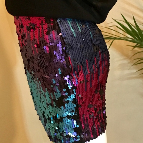 ANGL | Skirts | Multi Colored Sequin Mini Skirt S | Poshmark